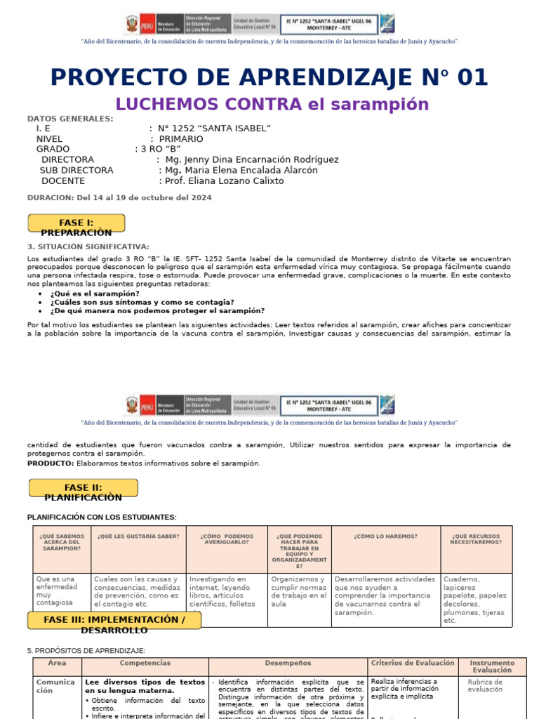 Proyecto de Aprendizaje - Eliana | PDF