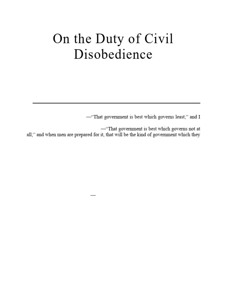 Henry David Thoreau-Civil Disobedience | PDF | Conscience | Politics