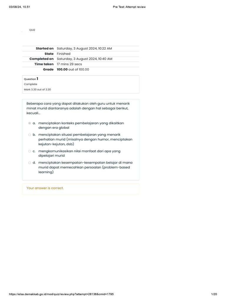 Pre Test - Attempt Review | PDF
