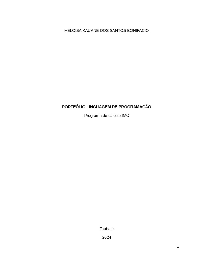 Programa de Cálculo de IMC em Python | PDF | Índice de massa corporal | Python (linguagem de ...