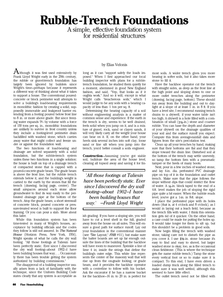 Rubble - Trench Foundations: A Simple, Effective Foundation System For ...