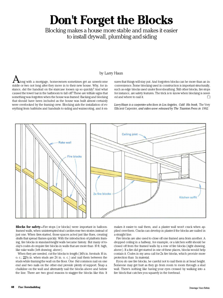 Don't Forget The Blocks: Blocking Makes A House More Stable and Makes ...