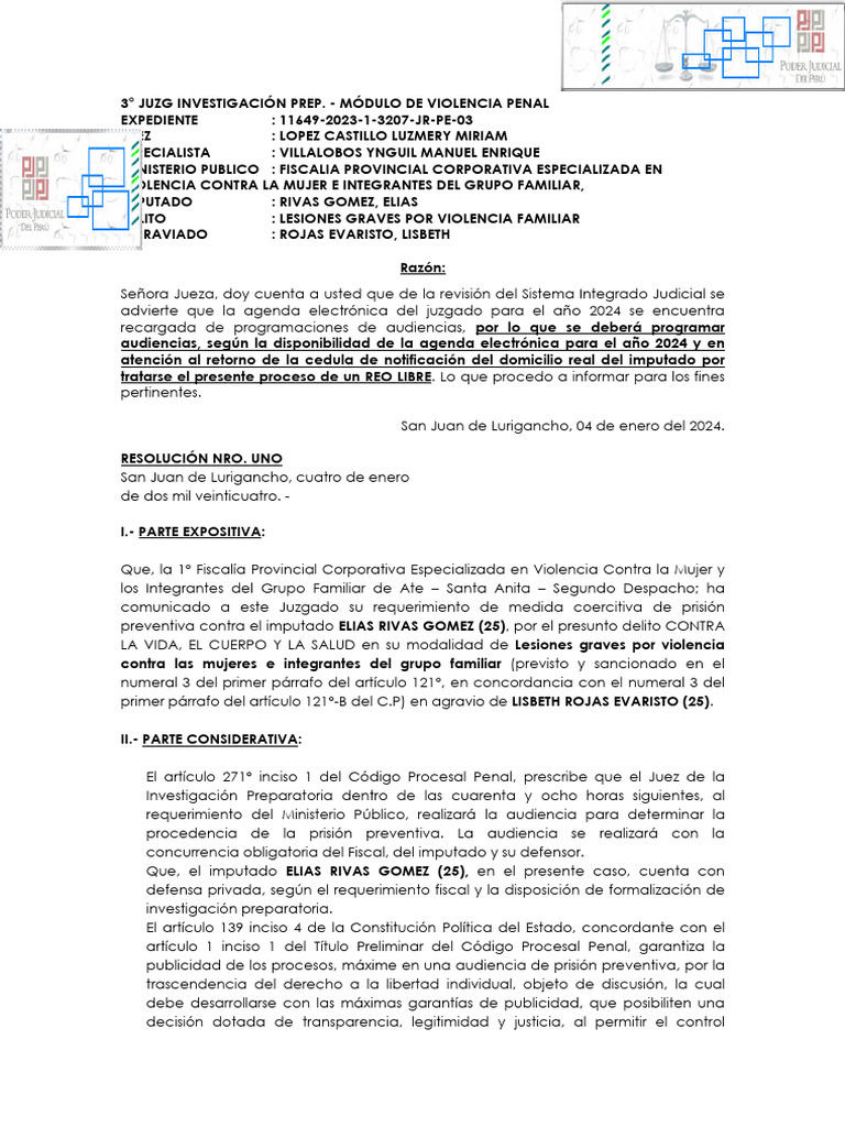 03.10 Audiencia Prision Preventiva Elias Rivas | PDF