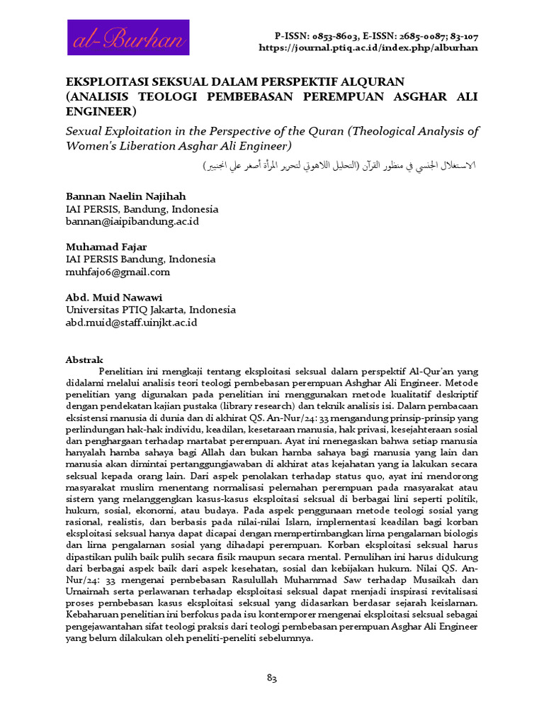 Sexual Exploitation in The Perspective of The Quran (Theological ...