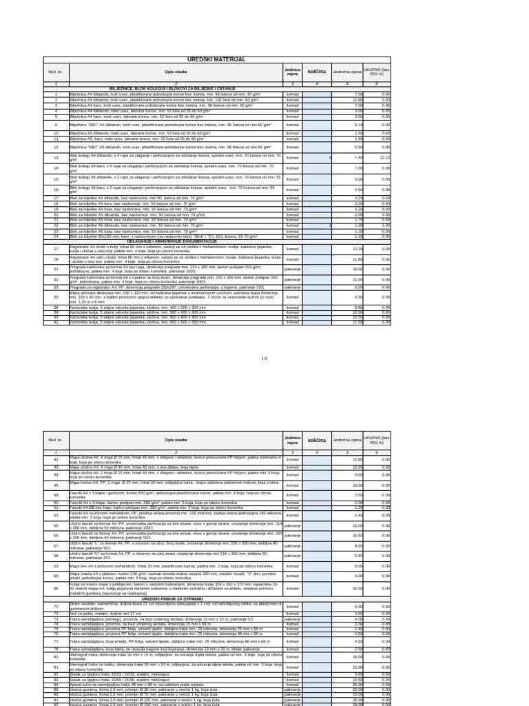 Uredski Materijal 1.dio | PDF