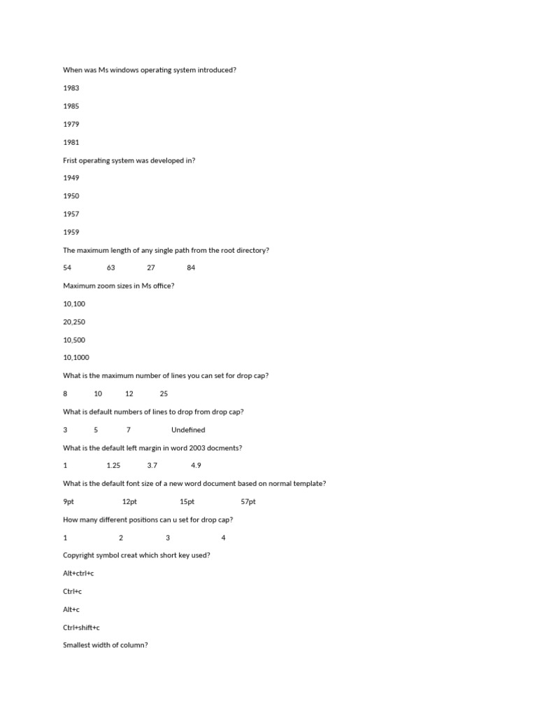 Computer Imp Mcqs Send in Group by Sir in Type Form | PDF
