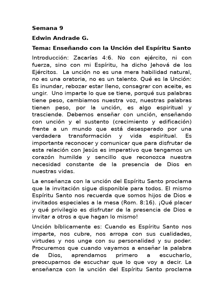 Semana 9 | PDF | La unción | espíritu Santo