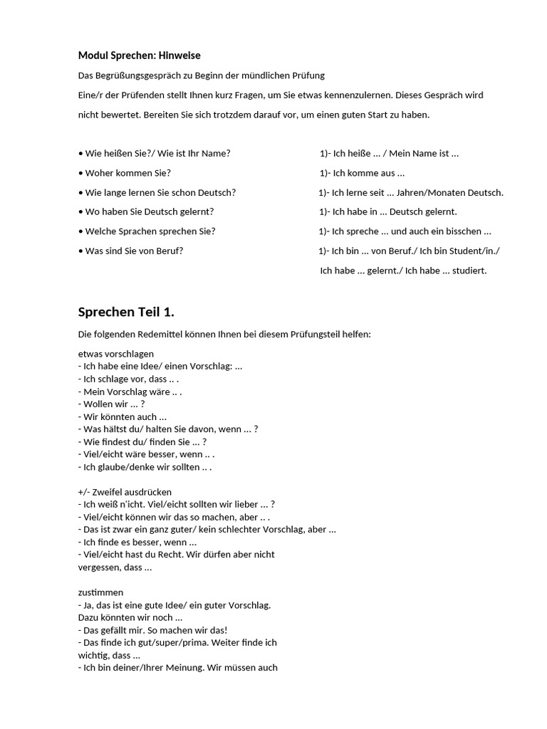 Sprechen B1 | PDF