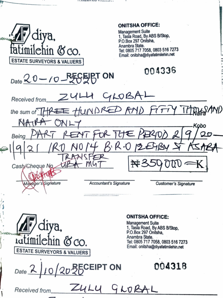 2020 Receipt For Zulu Global | PDF