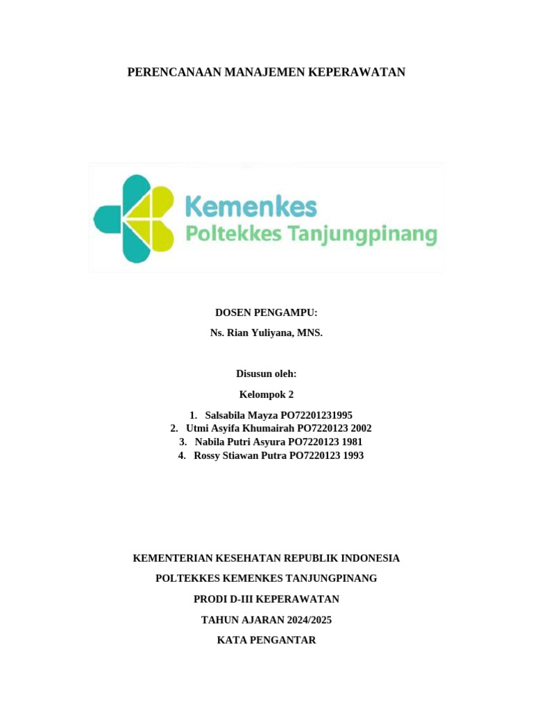 Perencanaan Manajemen Keperawatan Kel 2 | PDF