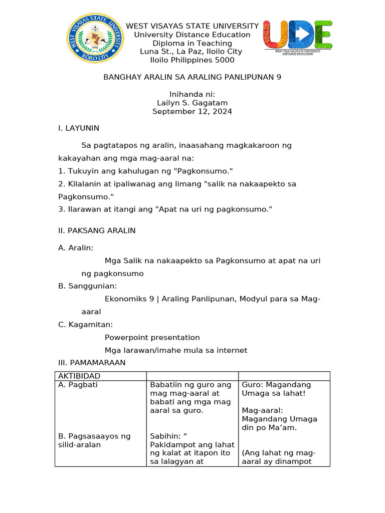 Lesson Plan Sample | PDF