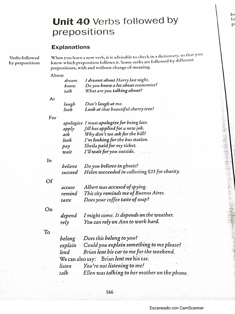 Verbs Followed by Prepositions | PDF