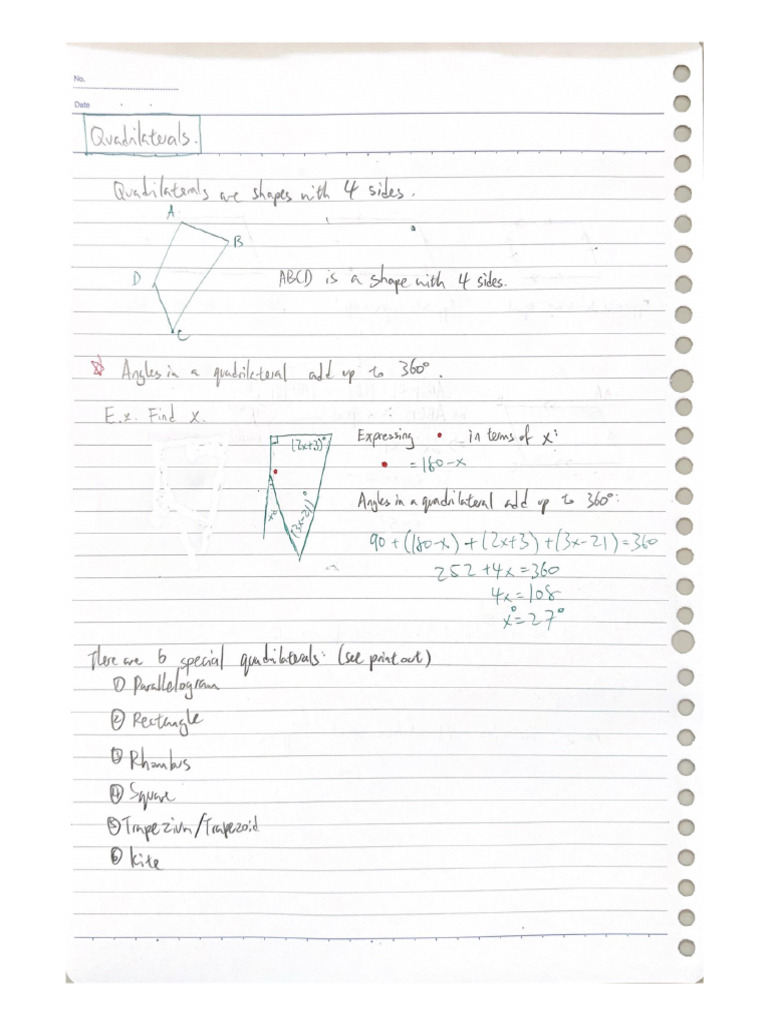 Quadrilaterals Notes Pdf