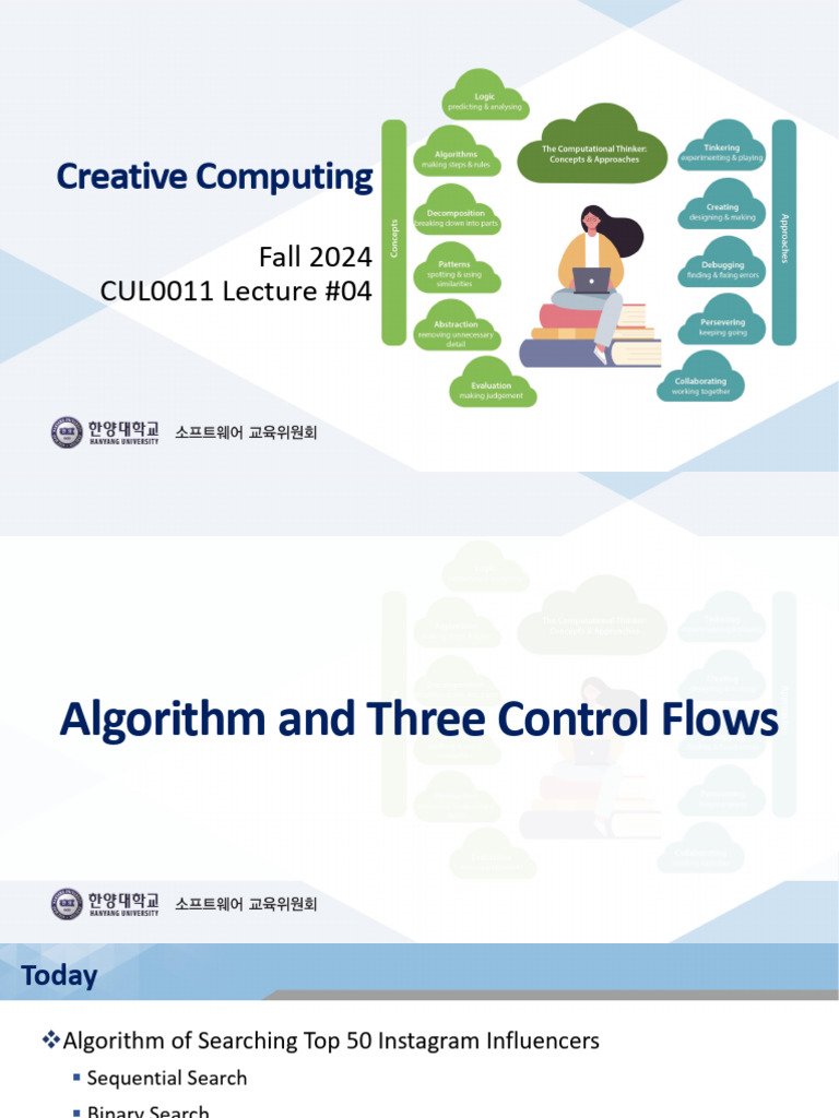 (CreativeComputing) Lecture4 - Algorithm and Three Control Flows | PDF