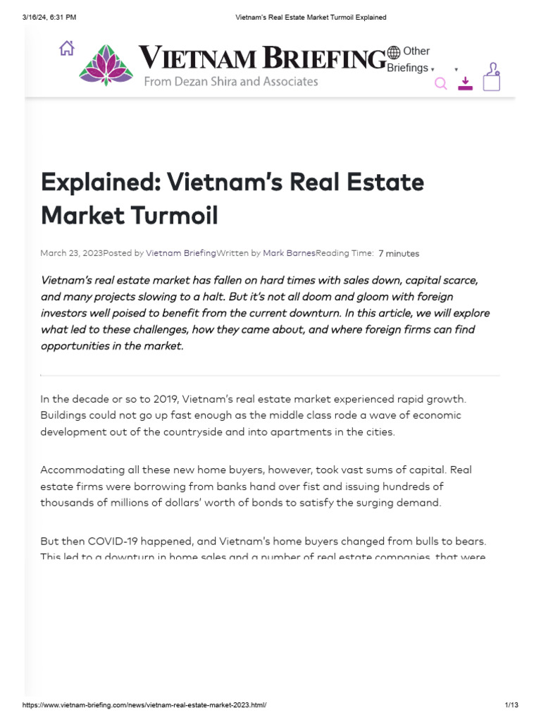 Vietnam's Real Estate Market Turmoil Explained | PDF