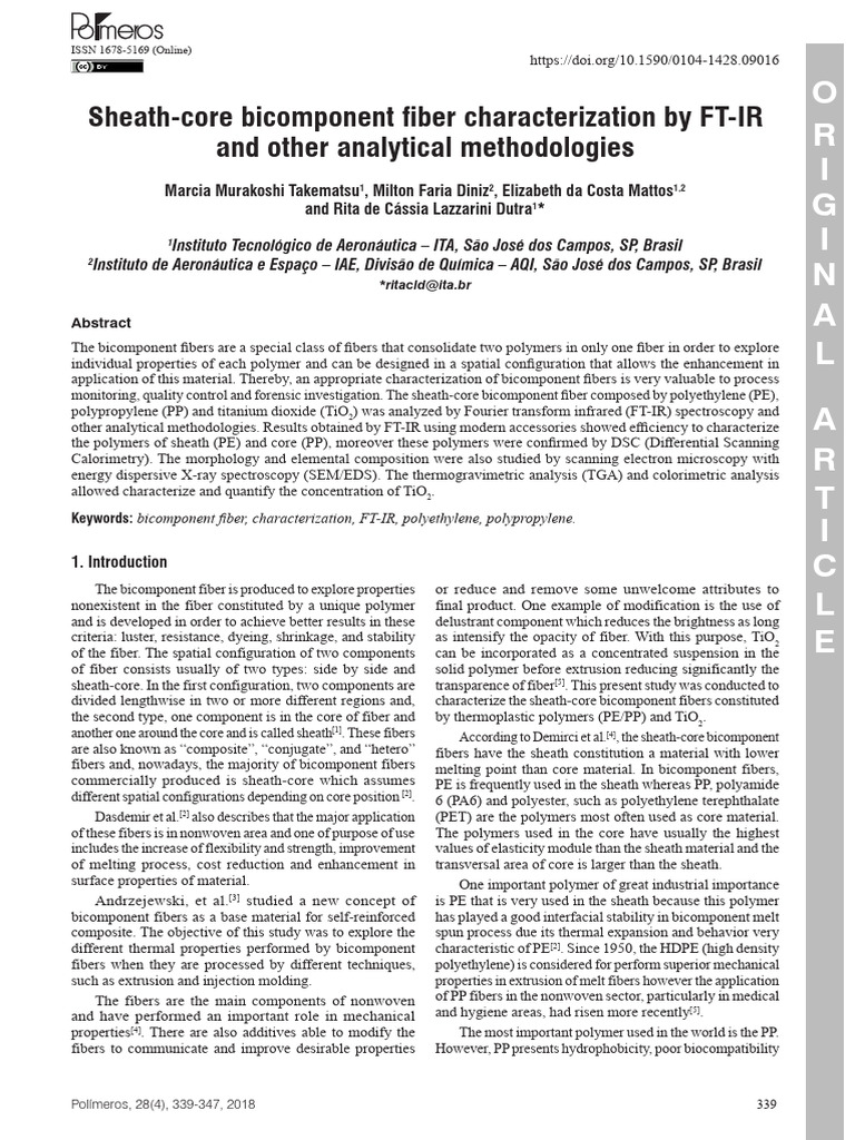 Sheath-Core Bicomponent Fiber Characterization | PDF