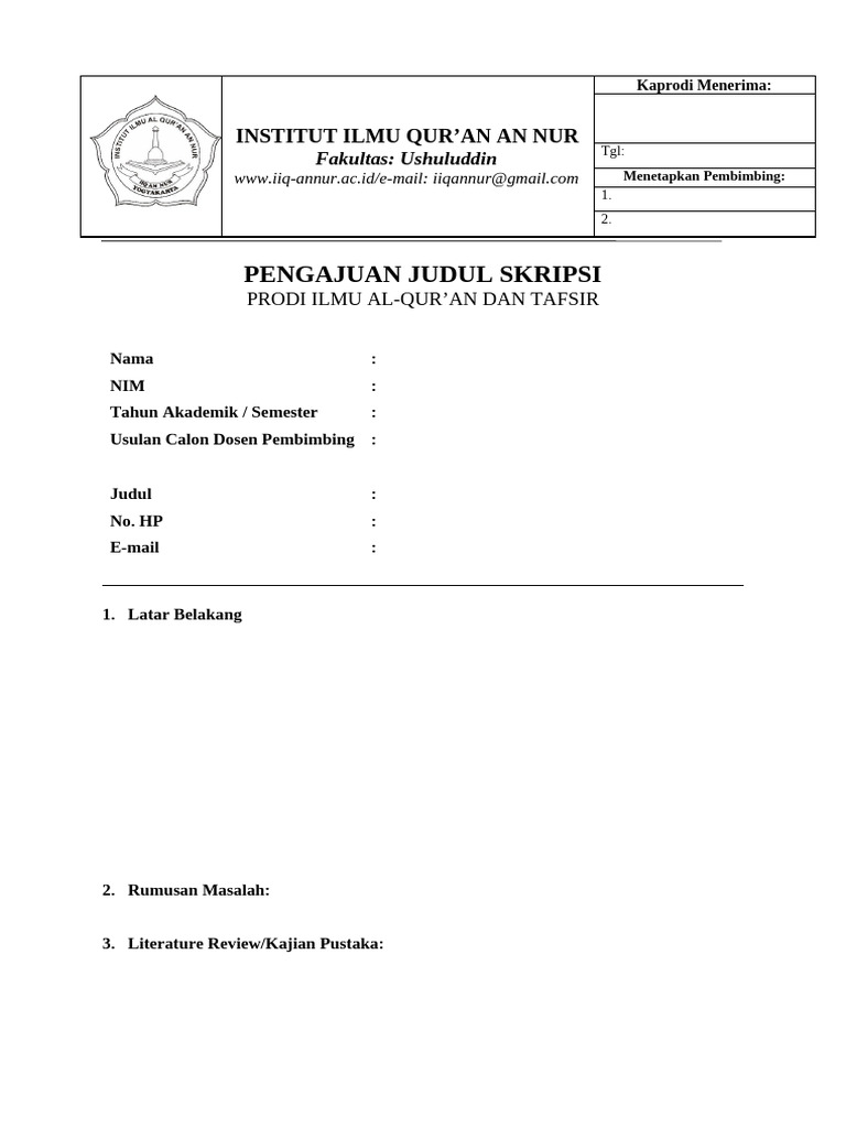 Format Pengajuan Judul | PDF