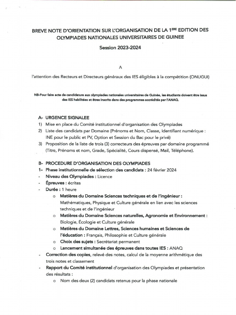 Breve Note Sur Les Olympiades | PDF