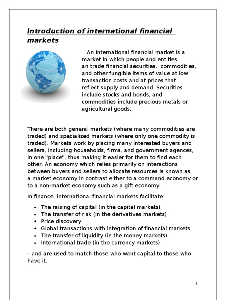 Introduction of International Financial Markets | PDF | Financial ...