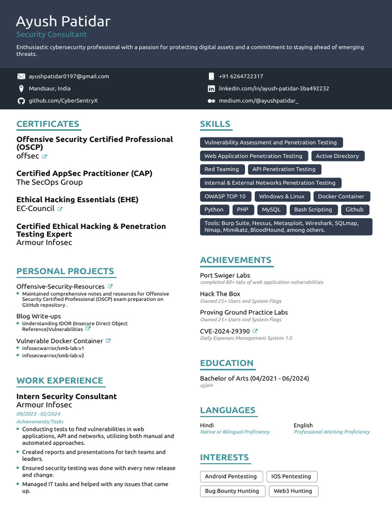 Ayush's Resume | PDF