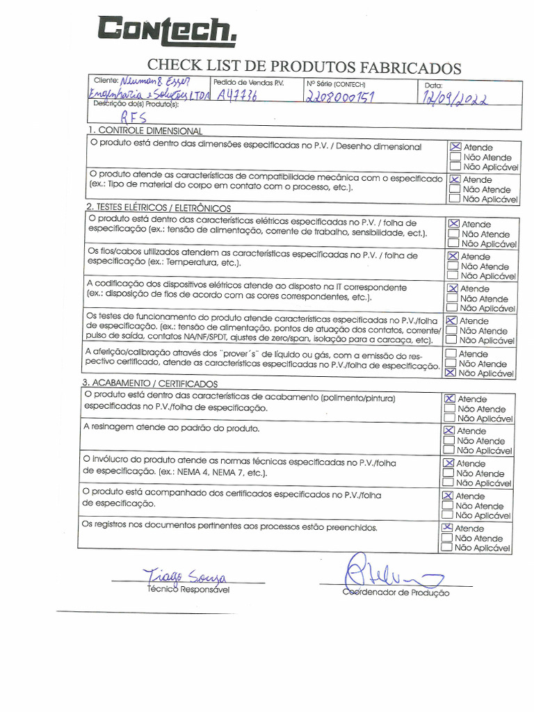 Check List OC°307732 | PDF