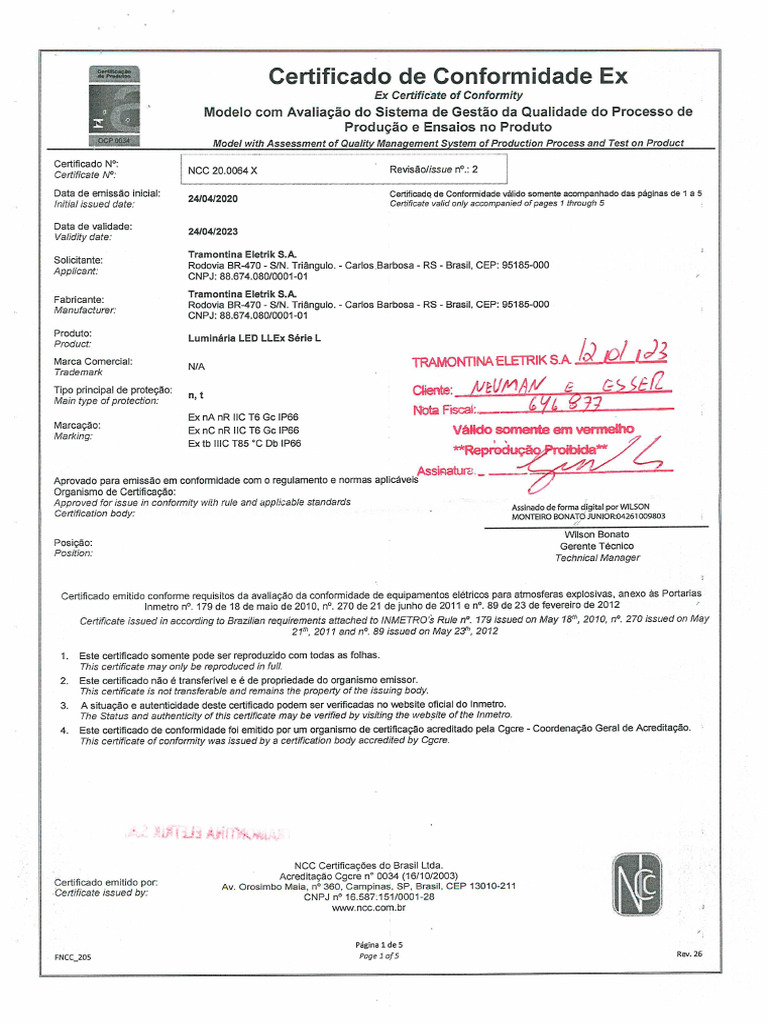 Ex Certificate of Conformity OC 308479 | PDF