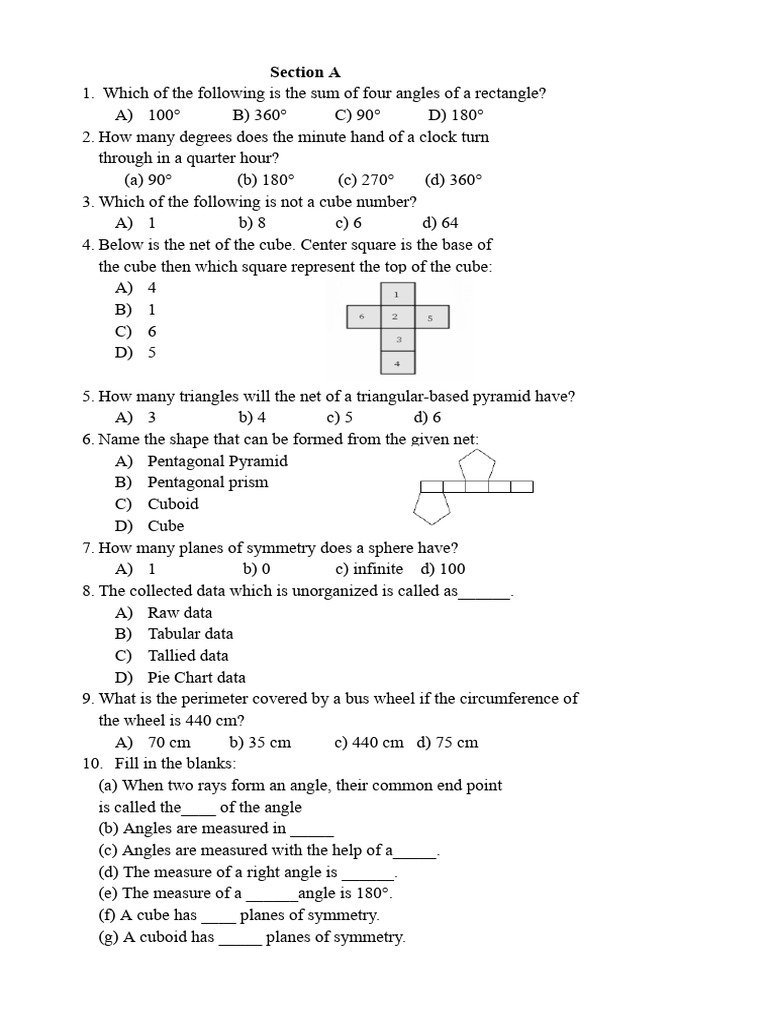 Grade 5 - Geometry - Symmetry-Nets and Patterns and Data Handling | PDF