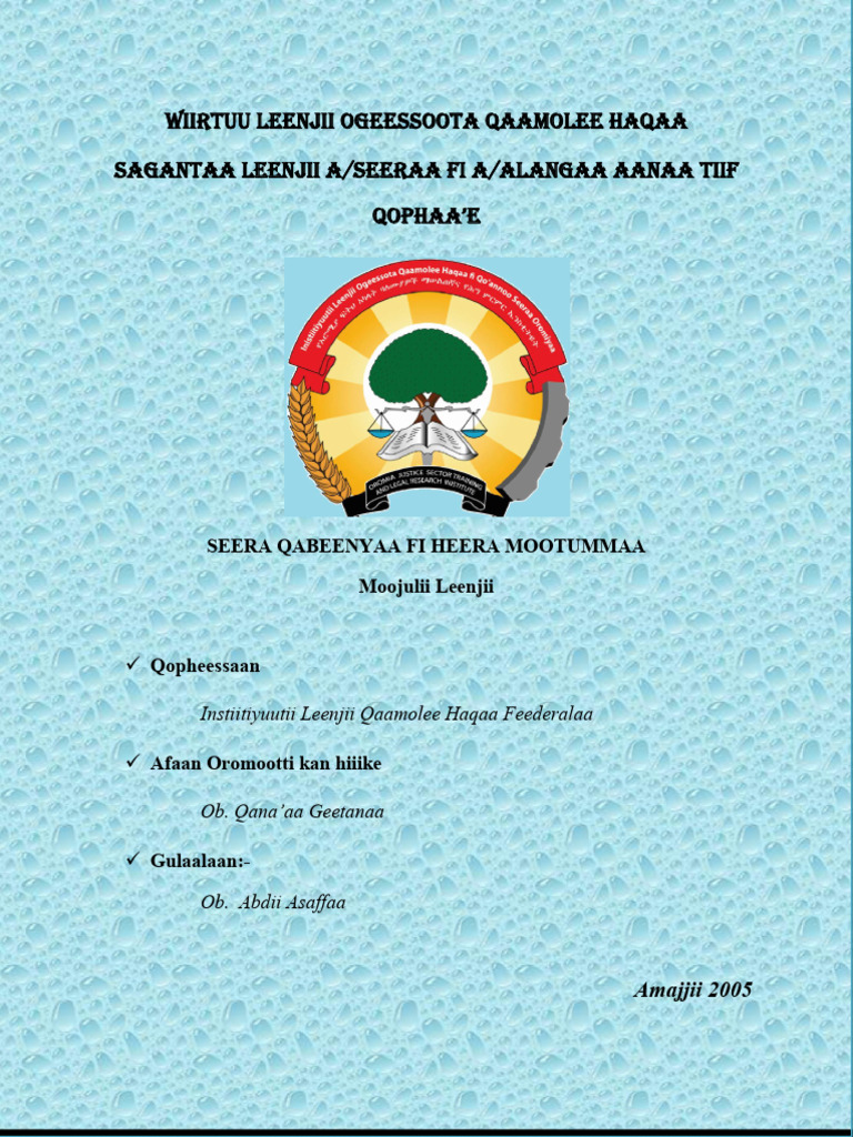 Seera Qabeenyaa Fi Heera Mootummaa - 0 | PDF | Wellness