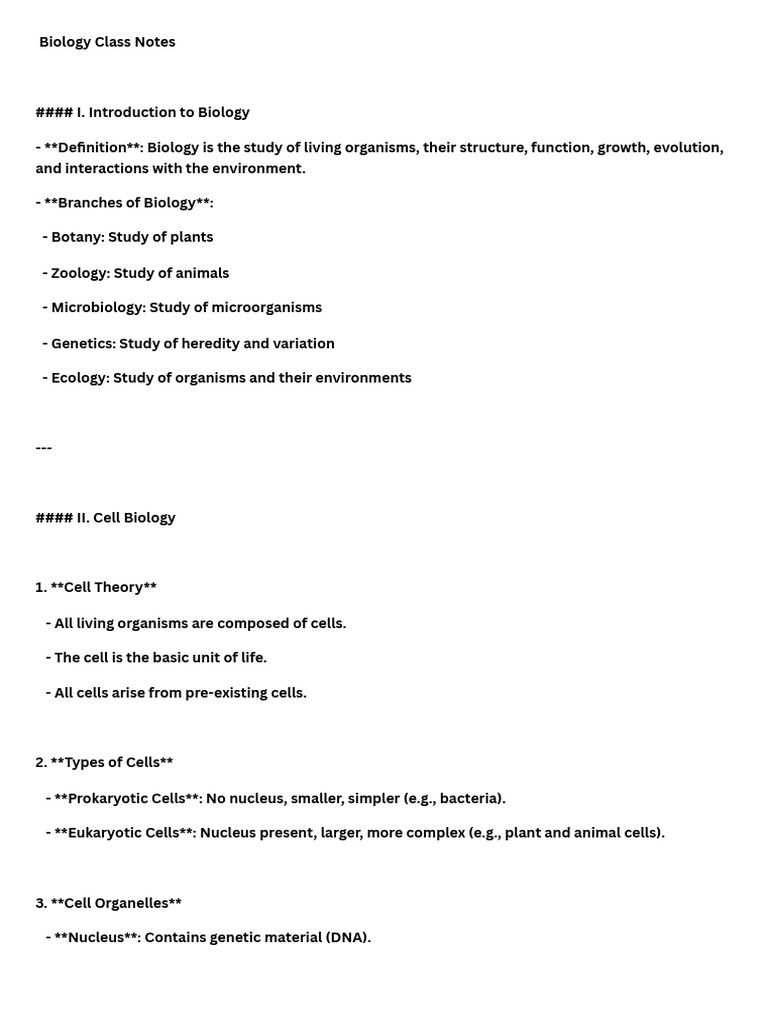 Sure! Here's A Structured Set of Class Notes On A General Topic The ...