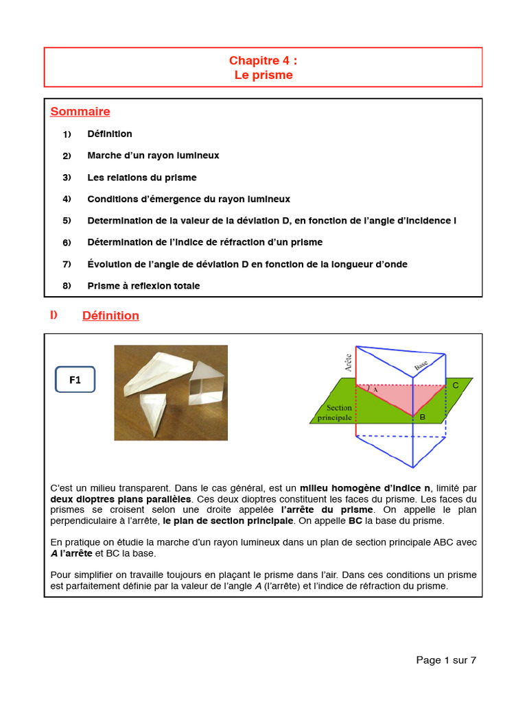 Chapitre 4 Le Prisme | PDF