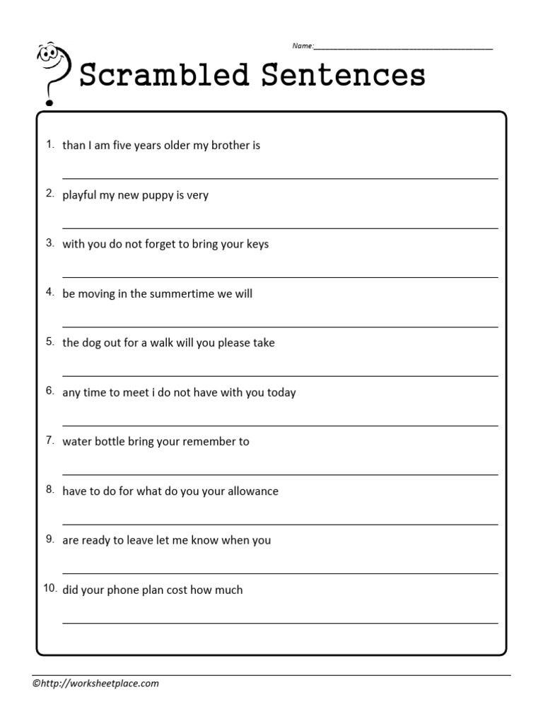 Scrambled Sentences NP 5 | PDF