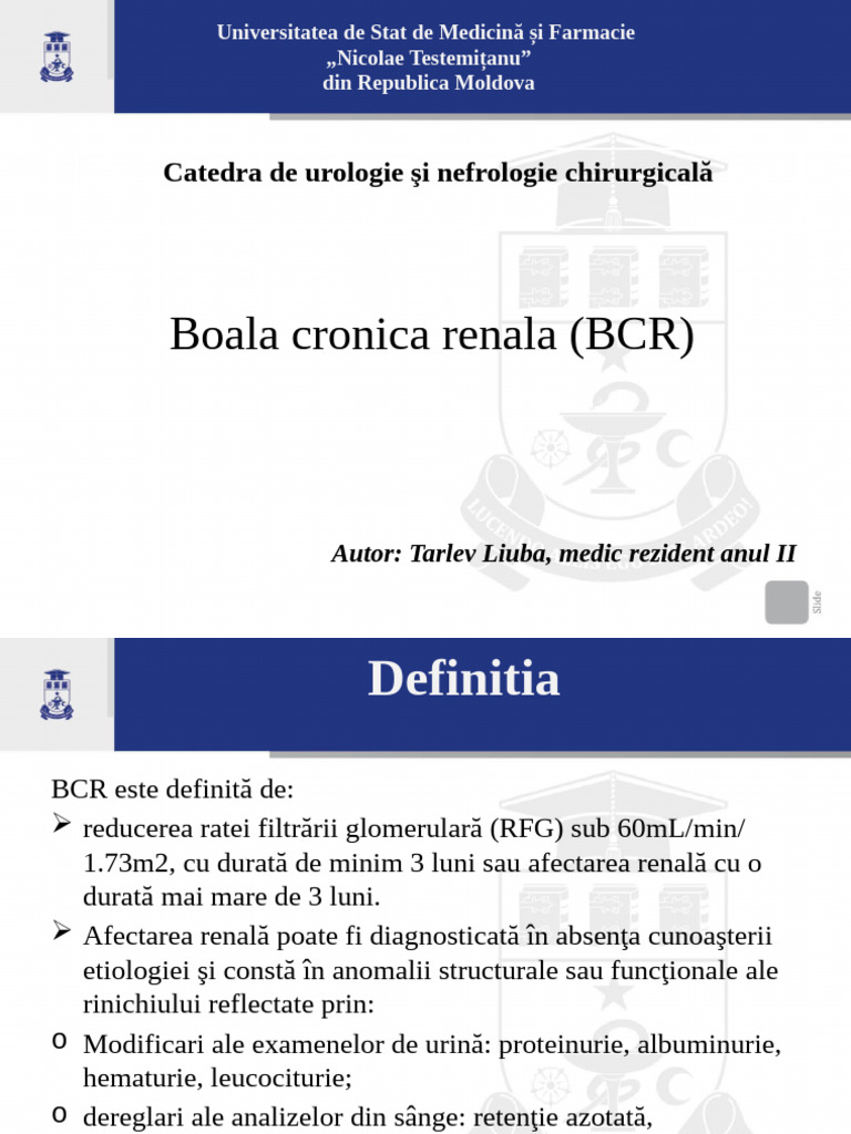 Boala Cronica Renala (BCR) : Catedra de Urologie Şi Nefrologie ...