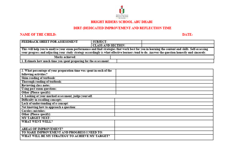 Dirt Template (23-24) | PDF
