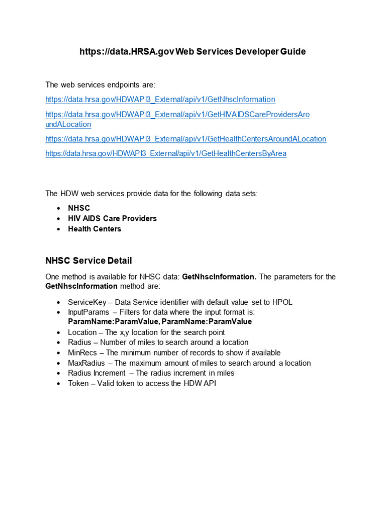HRSA DATA DeveloperGuide | PDF
