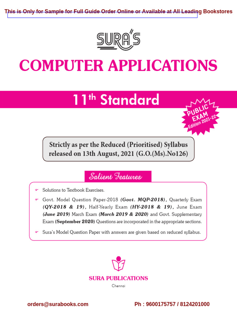 11th Computer-Applications em Reduced Syllabus Guide Kexp | PDF