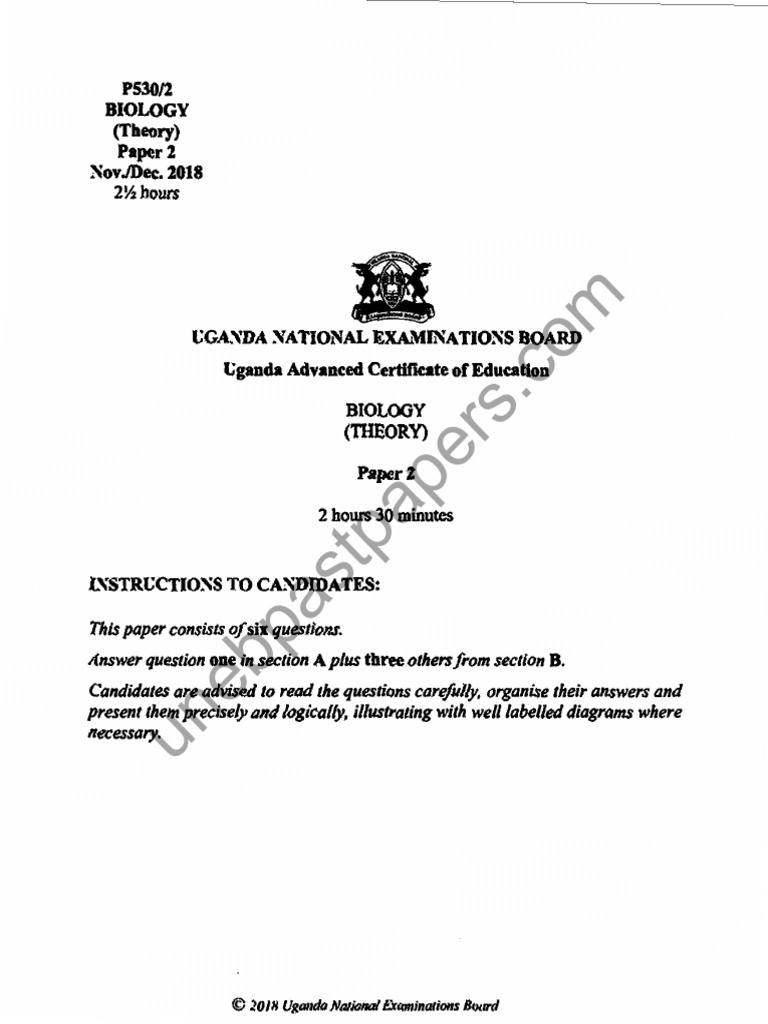 UACE Biology 2018 Paper 2 | PDF