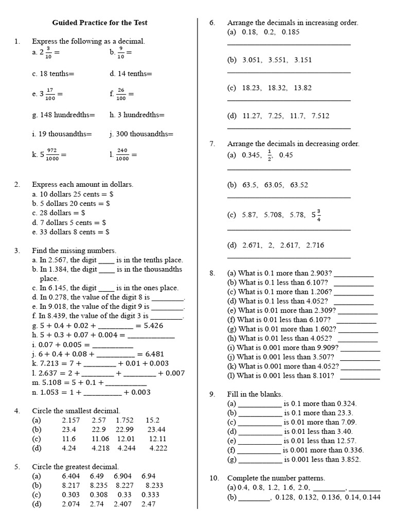 Guided Practice For The Tes1 | PDF