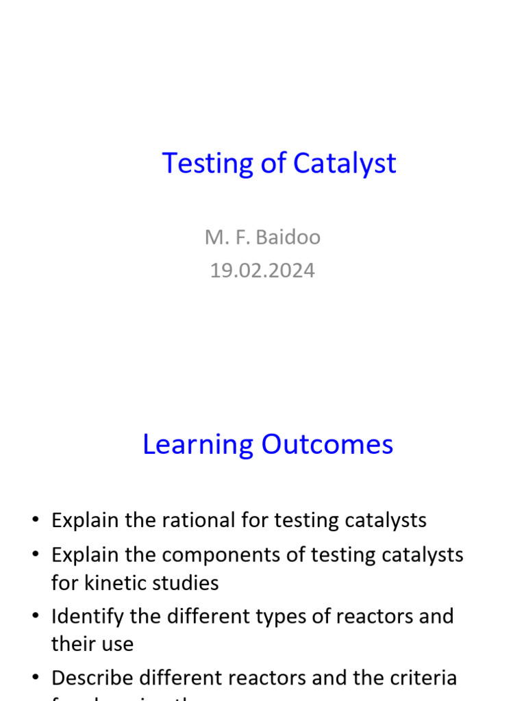 Catalyst Testing - 2024 | PDF