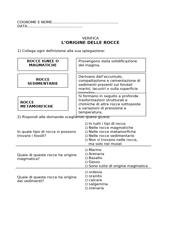 Verifica Sulle Rocce | PDF