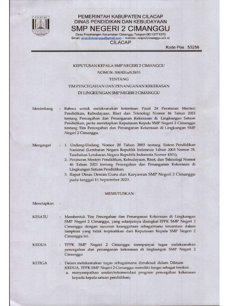 Contoh SK TPPK SMP | PDF