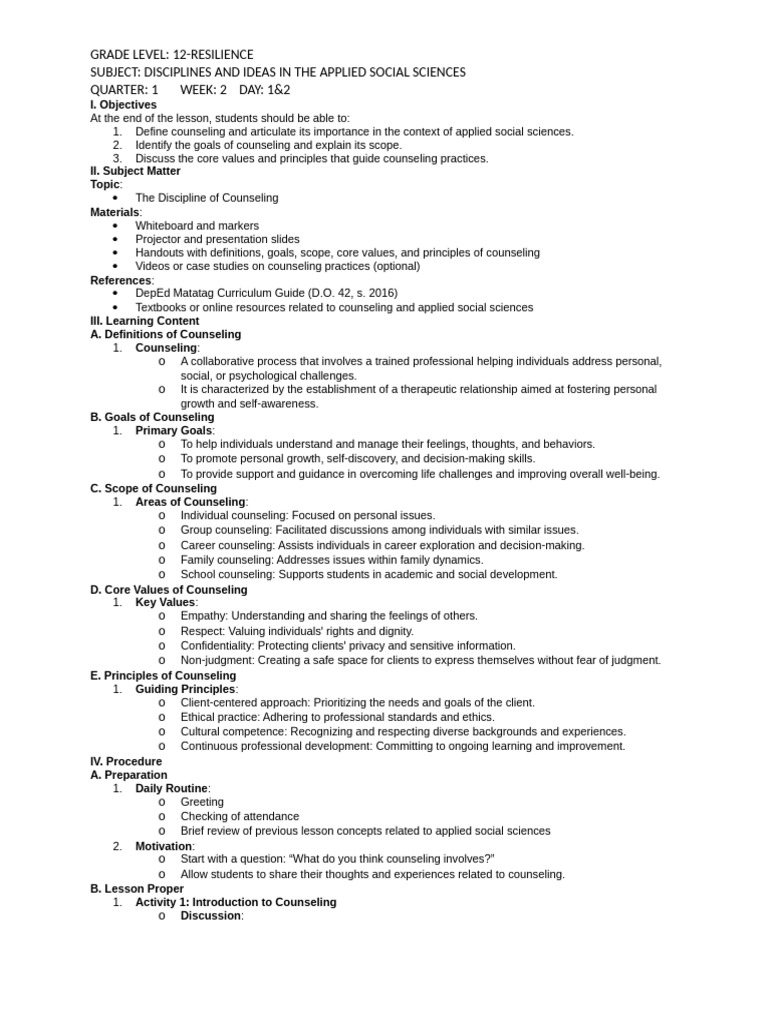 Quarter 1 Week 2 Diass | PDF