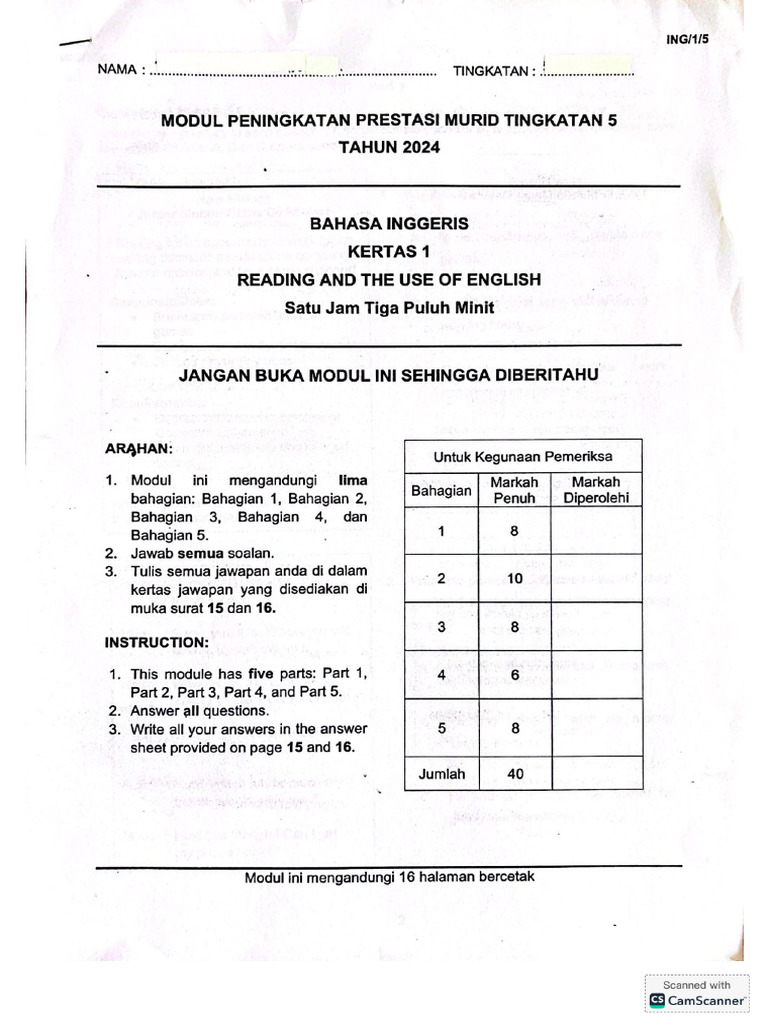 Trial K1 Dan K2 BI SPM 2024 - Kedah | PDF