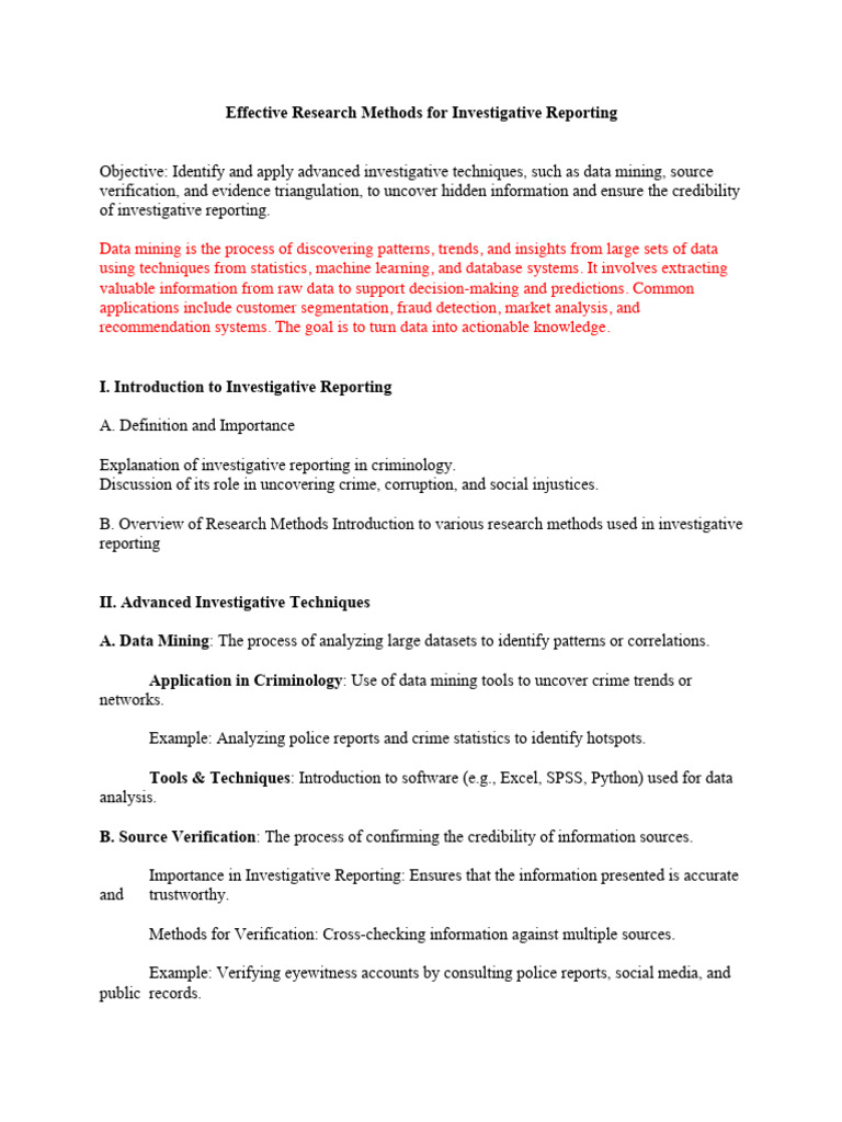 Effective Research Methods For Investigative Reporting | PDF | Crimes ...
