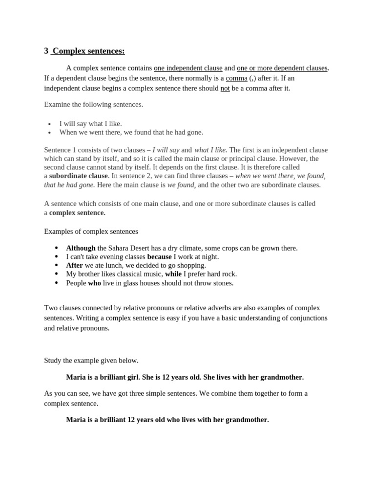 Understanding Complex Sentences | PDF | Language Arts & Discipline ...