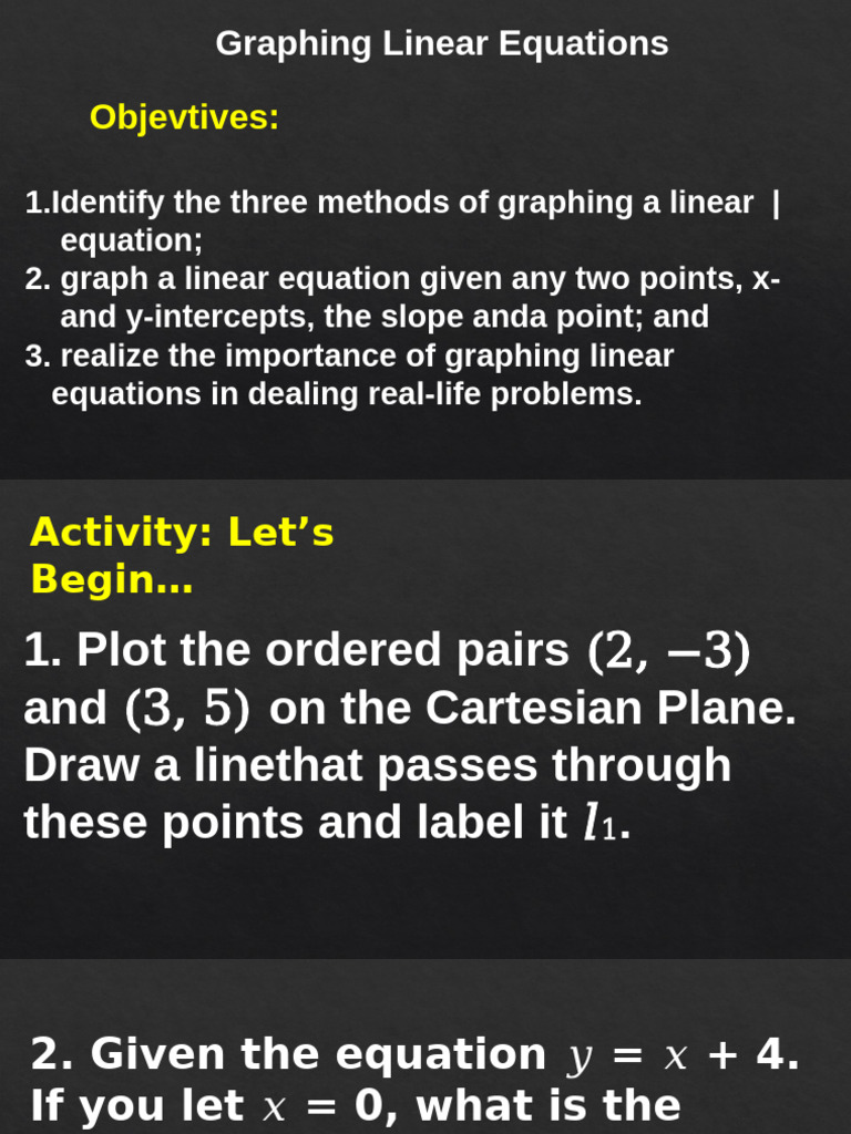 Q1-Module 10 Graphing Linear Equations | PDF