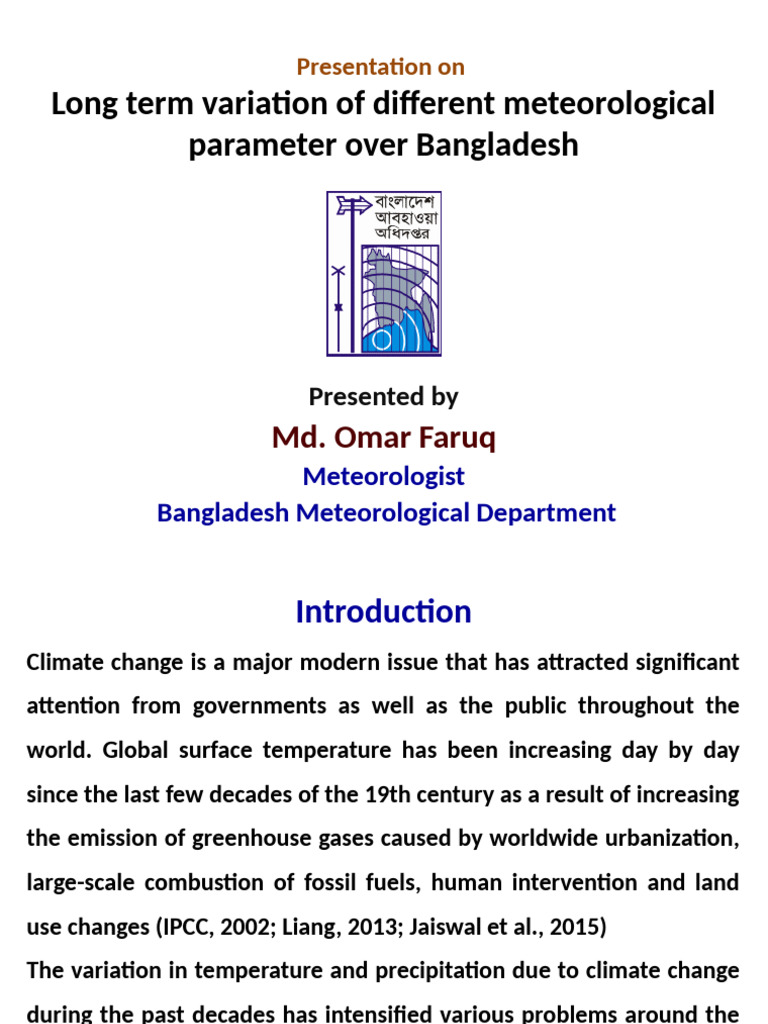 Long Term Variation Of Different Meteorological Parameter Over