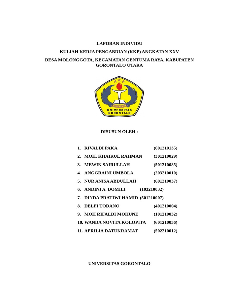 Cover Laporan Individu Molonggota | PDF