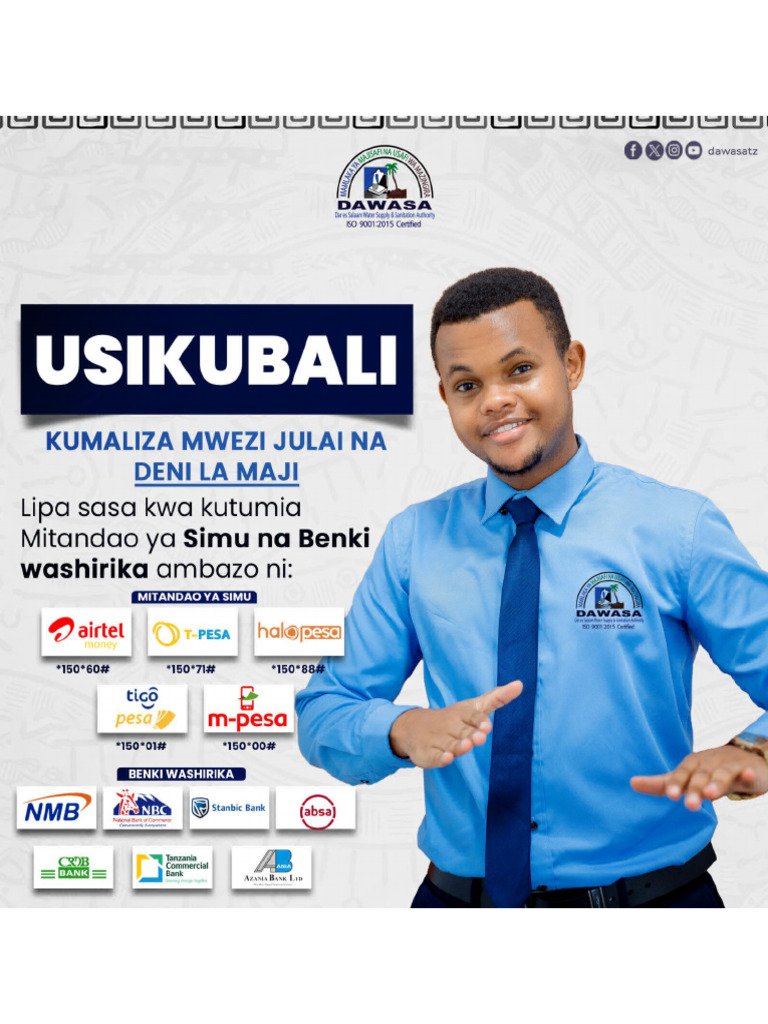 Sw1722353096-Usikubali Kumaliza Mwezi Julai Na Deni La Maji | PDF