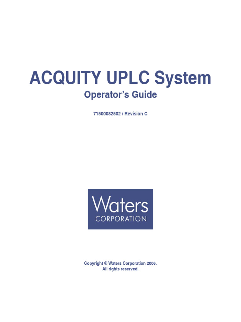 ACQUITY UPLC System Operators Guide | PDF