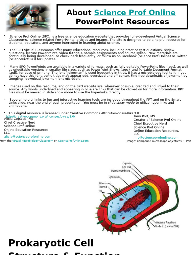 Prokaryotic Cell Structure Function Biology Lecture PowerPoint VMCCT | PDF